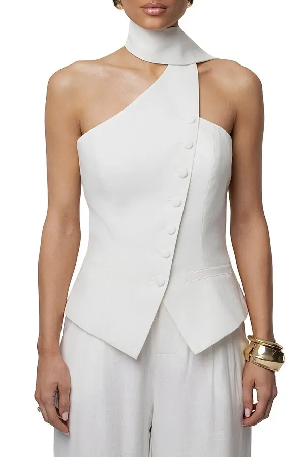 JLUXLABEL Asymmetric Draped Scarf Top
