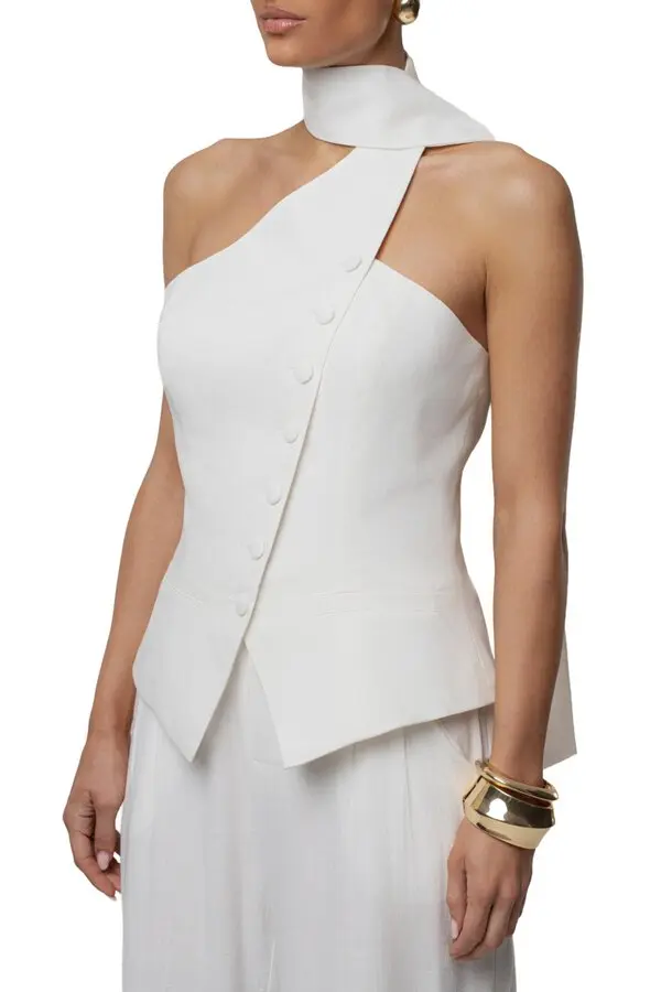 JLUXLABEL Asymmetric Draped Scarf Top