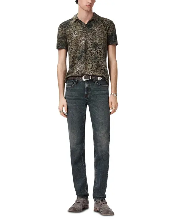 John Varvatos Perkins Short Sleeve Johnny Collar Polo With Animal Jacquard
