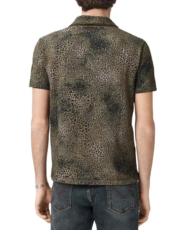 John Varvatos Perkins Short Sleeve Johnny Collar Polo With Animal Jacquard