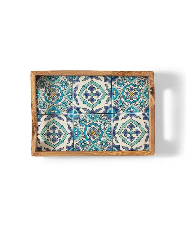 UNCOMMON GOODS Sea & Sky Tunisian Tile Tray Kamsah - Multi