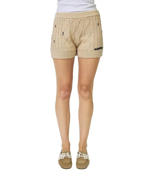 Central Park West Jaden Embroidered Knit Shorts
