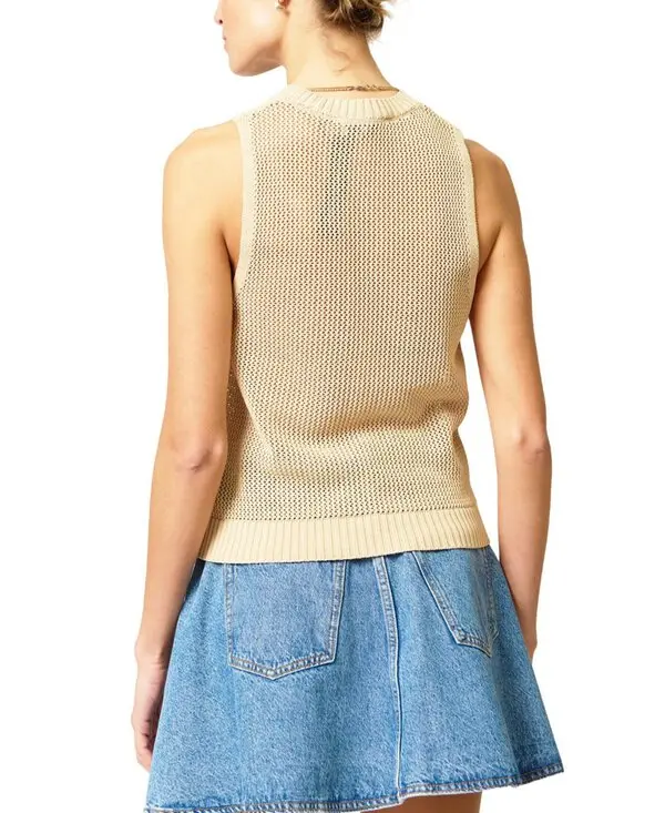 Central Park West Eden Palm Tree Mesh Shell Sweater