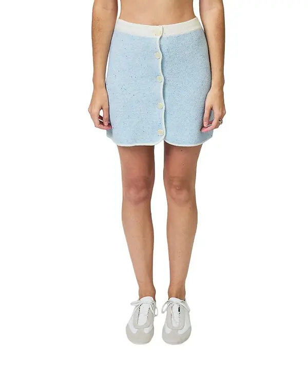 Central Park West Celeste Tweed Yarn Skirt - Light Blue