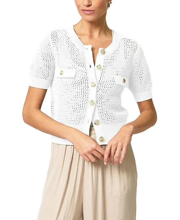 Central Park West Iris Tape Yarn Cardigan - Ivory White