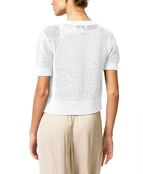 Central Park West Iris Tape Yarn Cardigan - Ivory White