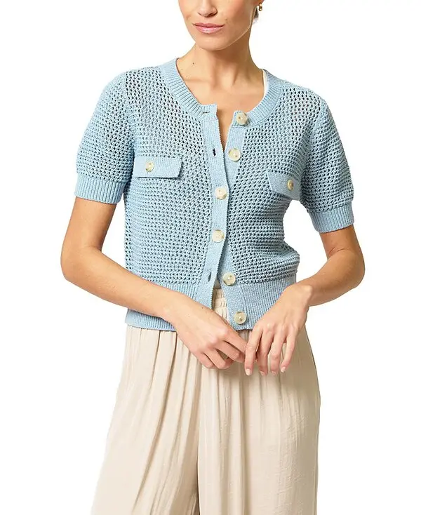 Central Park West Iris Tape Yarn Cardigan - Light Blue