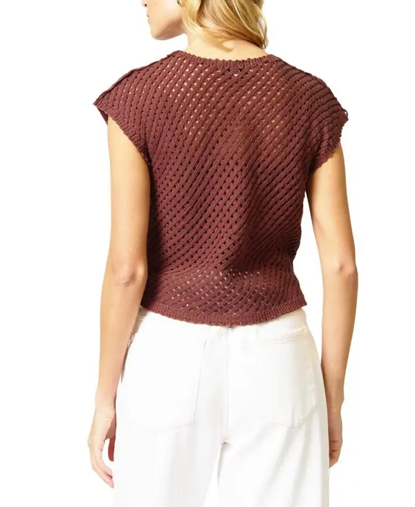 Central Park West Ember Machine Crochet Top - Chocolate