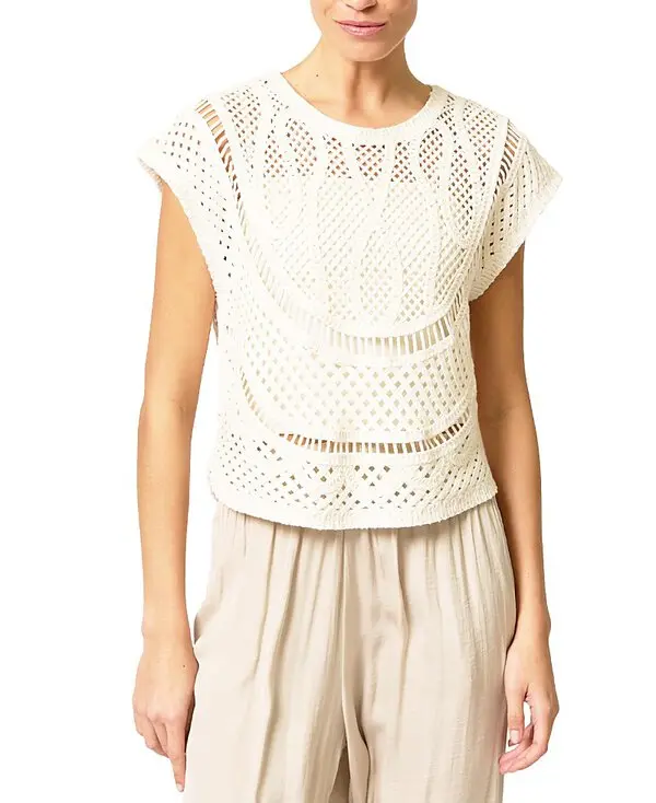 Central Park West Ember Machine Crochet Top - White