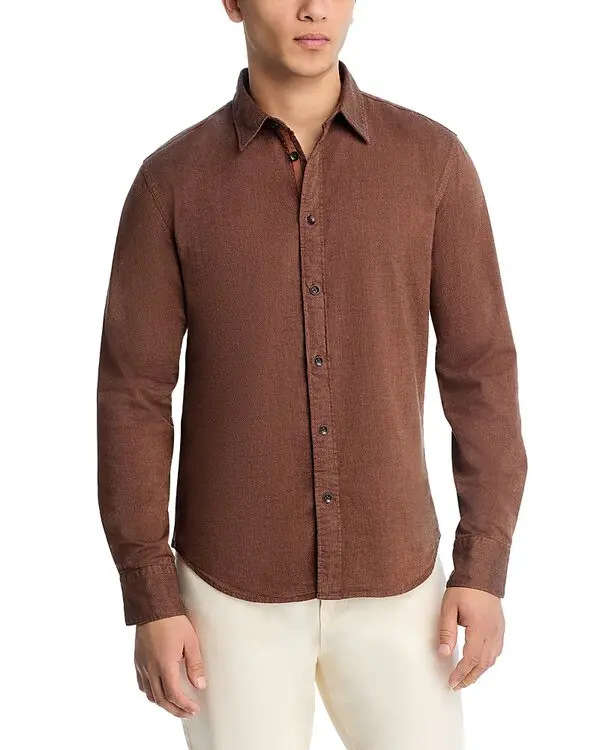Rag & Bone Tomlin Stretch Dobby Button Front Shirt - Rust