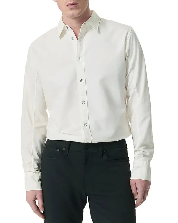 Rag & Bone Tomlin Stretch Dobby Button Front Shirt - White