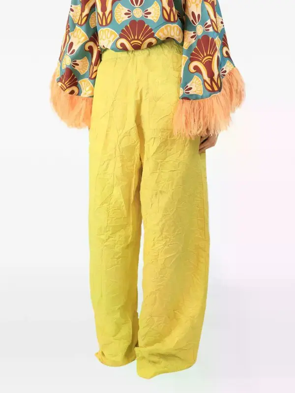 Dries Van Noten Crinkled Wide Leg Trousers