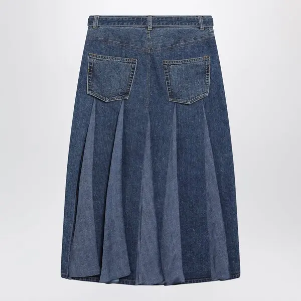 Sacai Denim Midi Skirt With Integrated Belt