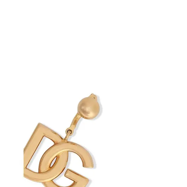 Dolce & Gabbana Brass Logo Drop Earrings