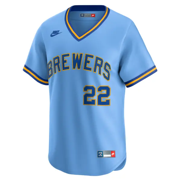 Nike Christian Yelich Milwaukee Brewers Cooperstown Dri-fit Mlb Limited Jersey - Blue