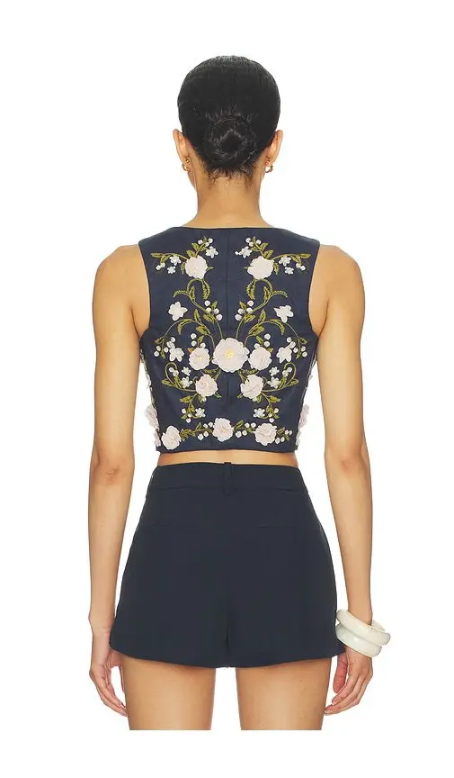 Agua Bendita Cornalina Valle Top In Navy