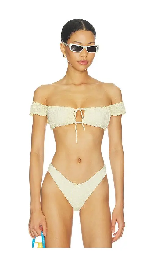 Tularosa Huntington Top In Yellow - Yellow Gingham