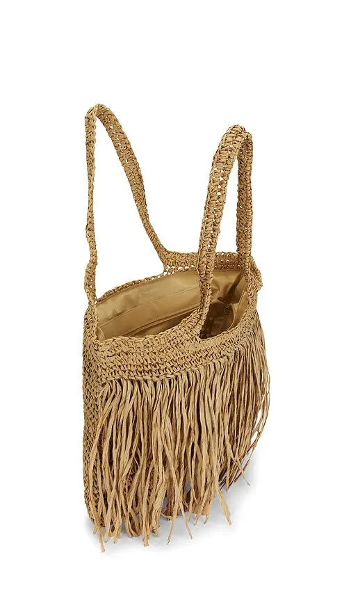 8 Other Reasons Woven Straw Fringe Tote Bag