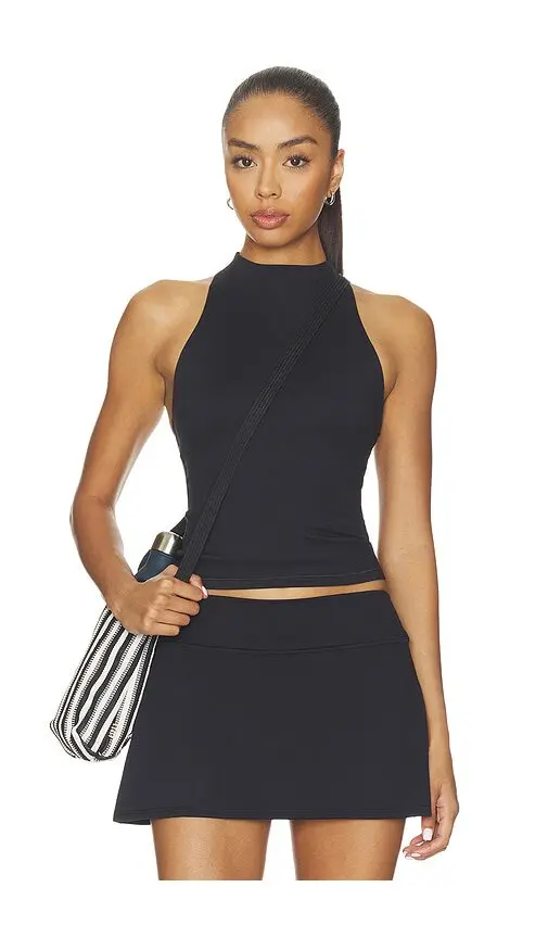 NIKESKIMS Matte Mock Neck Racer Tank In Black