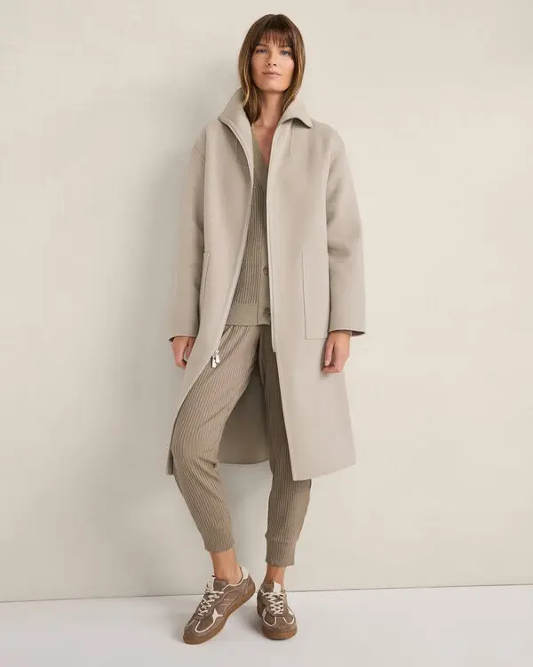 HAVEN WELL WITHIN Wool Blend Funnel Neck Coat