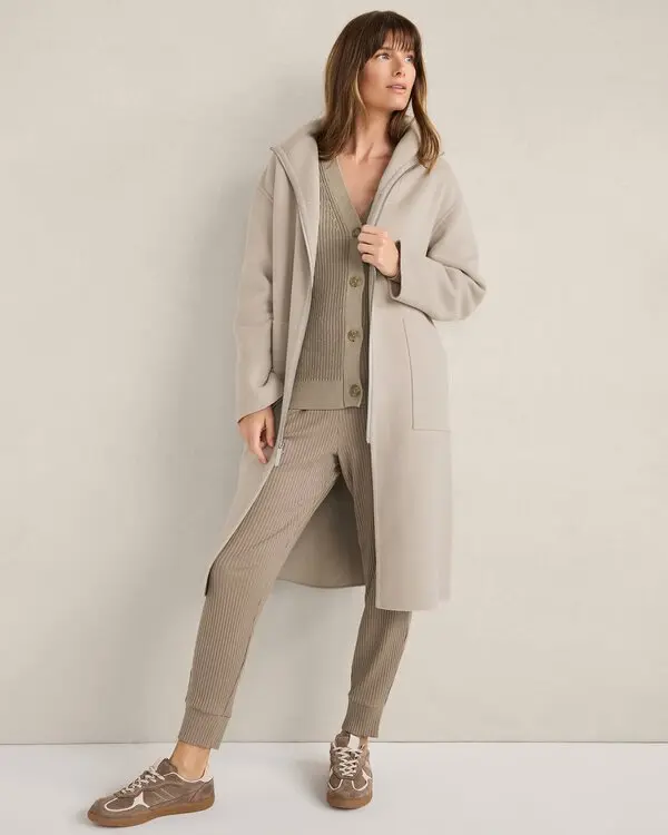 HAVEN WELL WITHIN Wool Blend Funnel Neck Coat