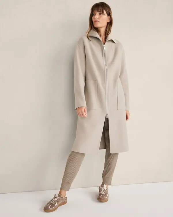 HAVEN WELL WITHIN Wool Blend Funnel Neck Coat