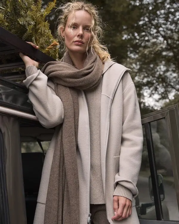 HAVEN WELL WITHIN Wool Blend Funnel Neck Coat