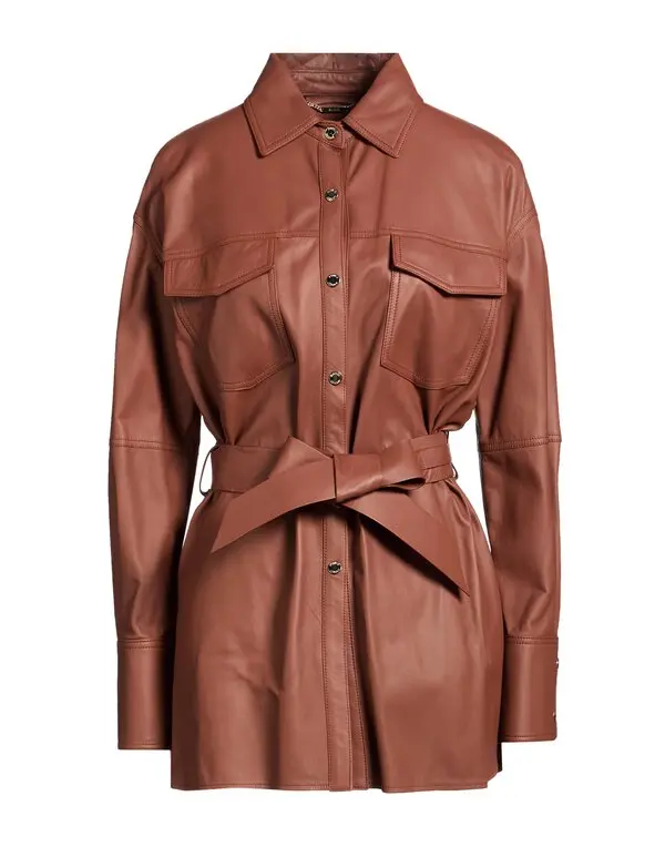 MOORER Jacket Chocolate Size Leather