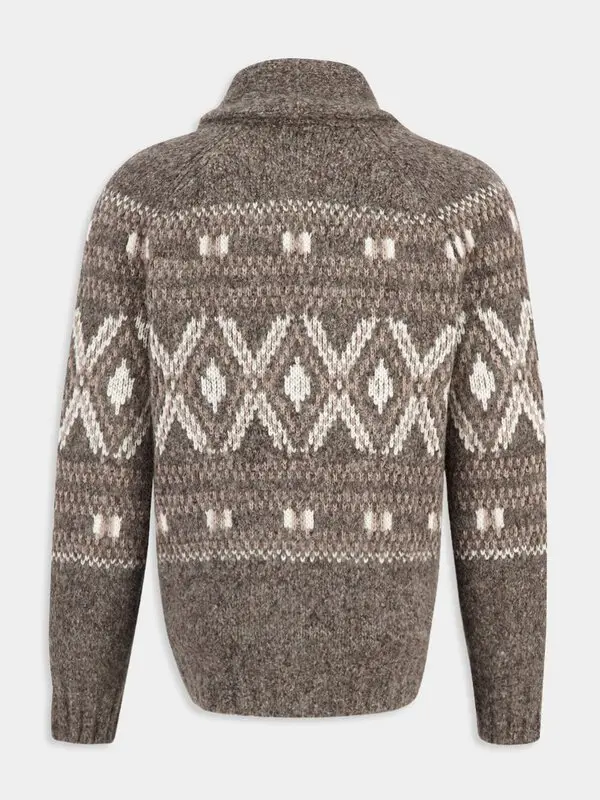Brunello Cucinelli Geometric Jacquard Alpaca Blend Cardigan