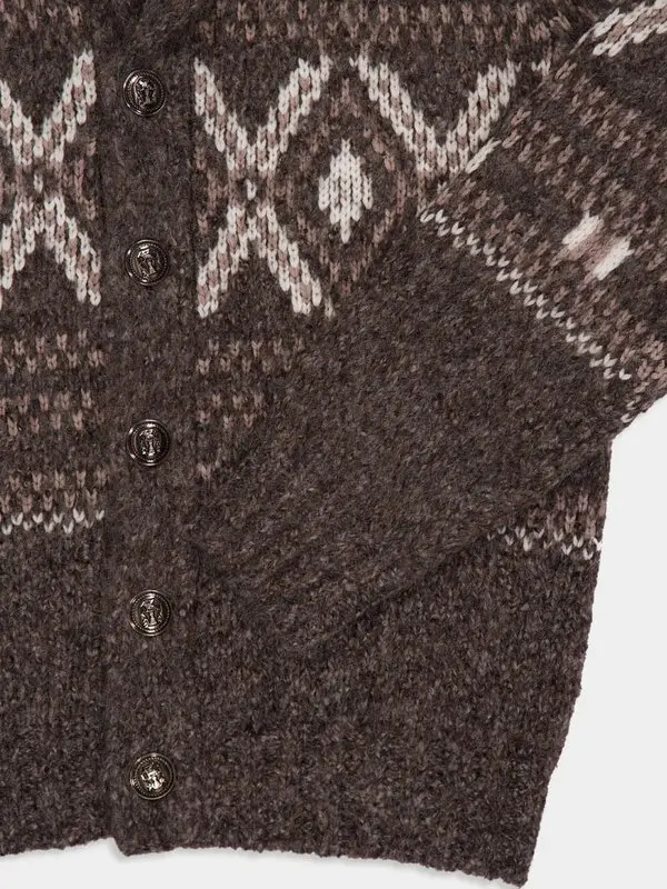 Brunello Cucinelli Geometric Jacquard Alpaca Blend Cardigan