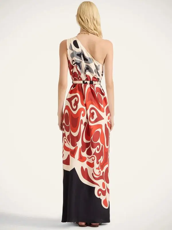 La DoubleJ Phoenix Placée One-shoulder Silk Dress