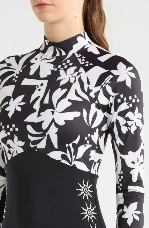 Rip Curl Geometric Print Long Sleeve One-piece Rashguard
