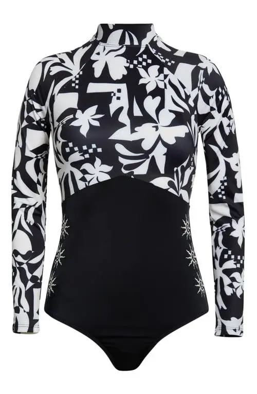 Rip Curl Geometric Print Long Sleeve One-piece Rashguard