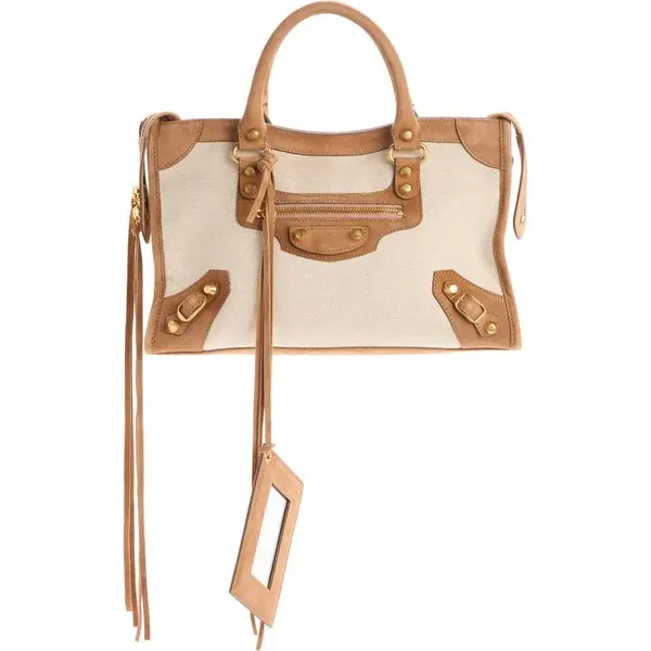 Balenciaga Small Le City Canvas & Leather Bag