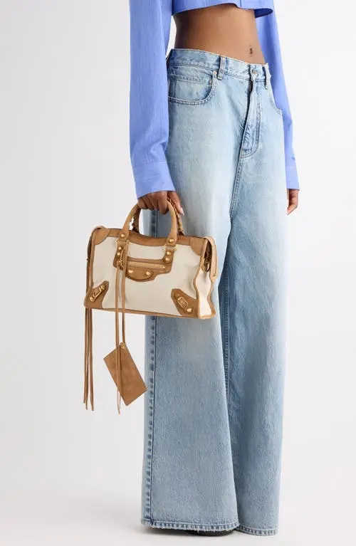 Balenciaga Small Le City Canvas & Leather Bag