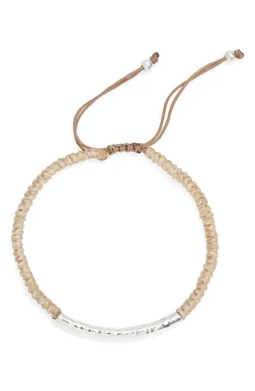Caputo & Co Sterling Silver Hammered Tube Bracelet - Beige