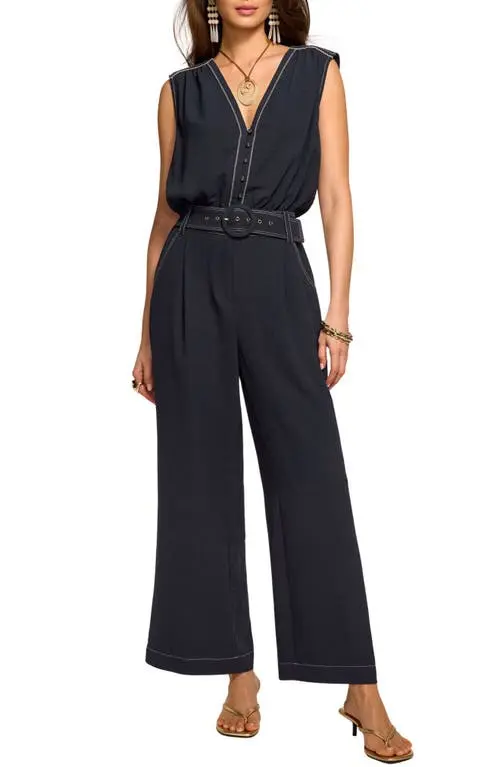 Ramy Brook Astrid Sleeveless Wide-leg Jumpsuit - Navy