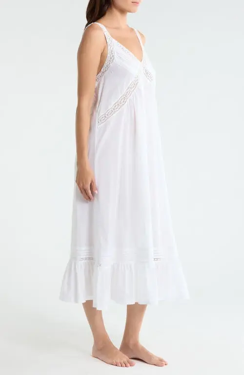 Nordstrom Peached Cotton Lawn Nightgown With Lace Trim - White