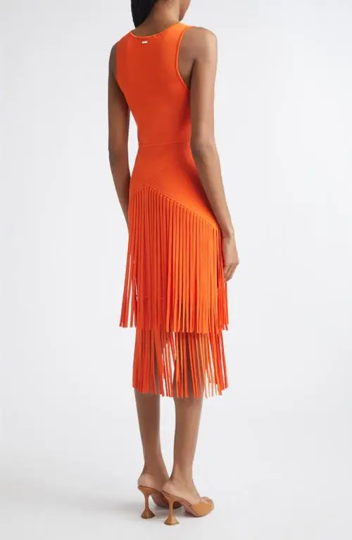 TOCCIN Toccini Patricia Seamed Fringe Hem Midi Dress