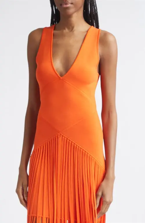 TOCCIN Toccini Patricia Seamed Fringe Hem Midi Dress