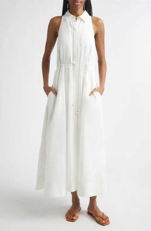 TOCCIN Tiana Sleeveless Linen & Cotton Shirtdress - Coconut