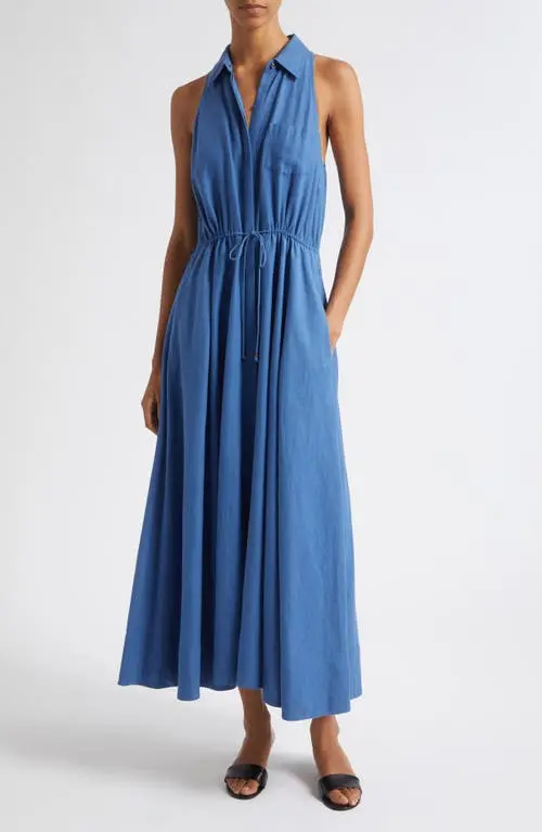 TOCCIN Tocca Tiana Sleeveless Linen & Cotton Shirtdress - Ocean