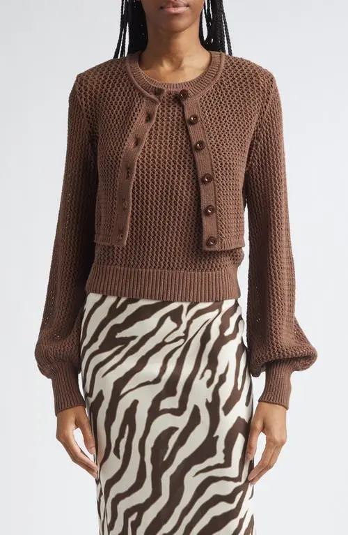 TOCCIN Tori Blouson Sleeve Cardigan - Cocoa