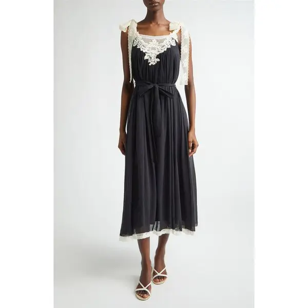Zimmermann Roselight Lace Trim Cotton & Silk Slipdress - Black