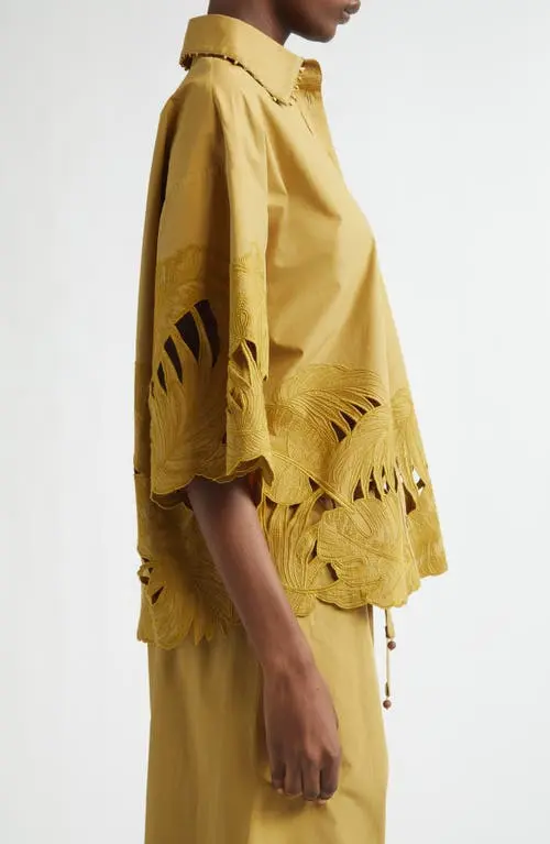 Zimmermann Mahon Oversize Embroidered Cutwork Cotton Button-up Shirt