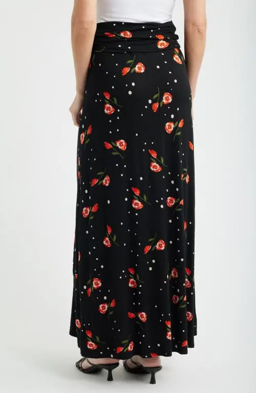 Loveappella Floral Print Maxi Skirt