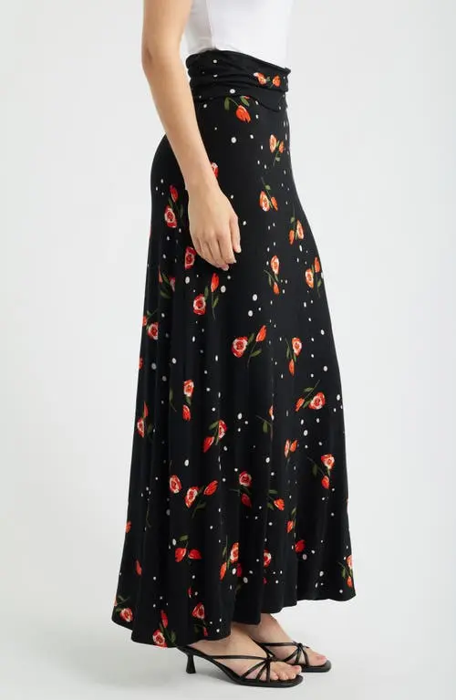 Loveappella Floral Print Maxi Skirt