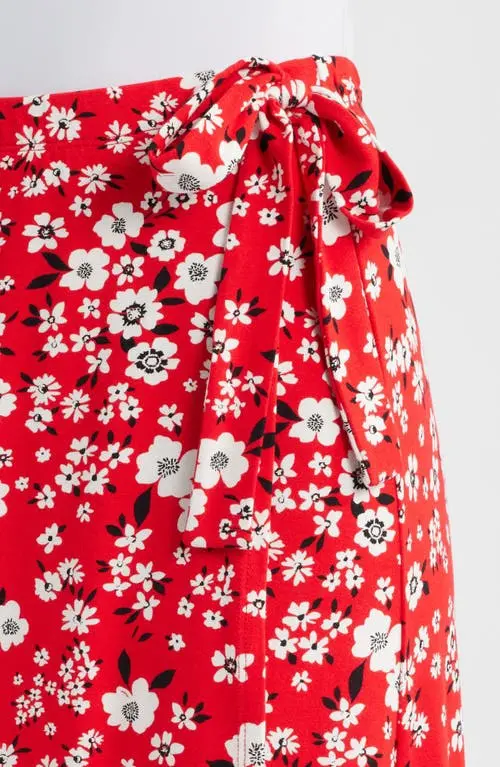 Loveappella Floral Faux Wrap Knit Midi Skirt