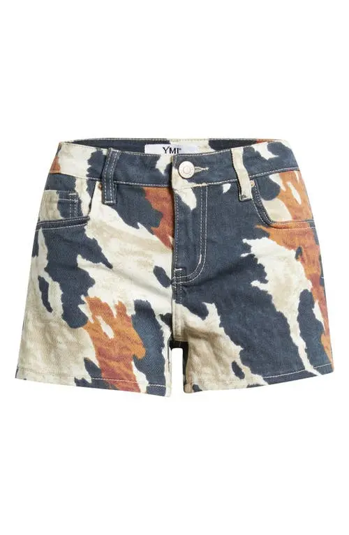 YMI Print Mid Rise Bull Denim Shorts