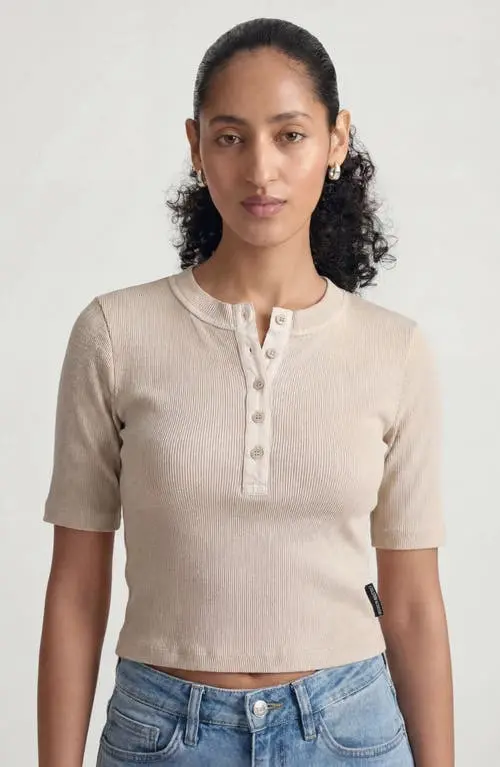 Brooklyn Industries Ribbed Henley Top With Elbow Sleeves
